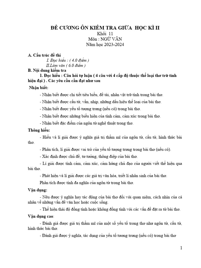 De Cuong Giua Ki 2 Khoi 11 65e72466638eflno07 | PDF