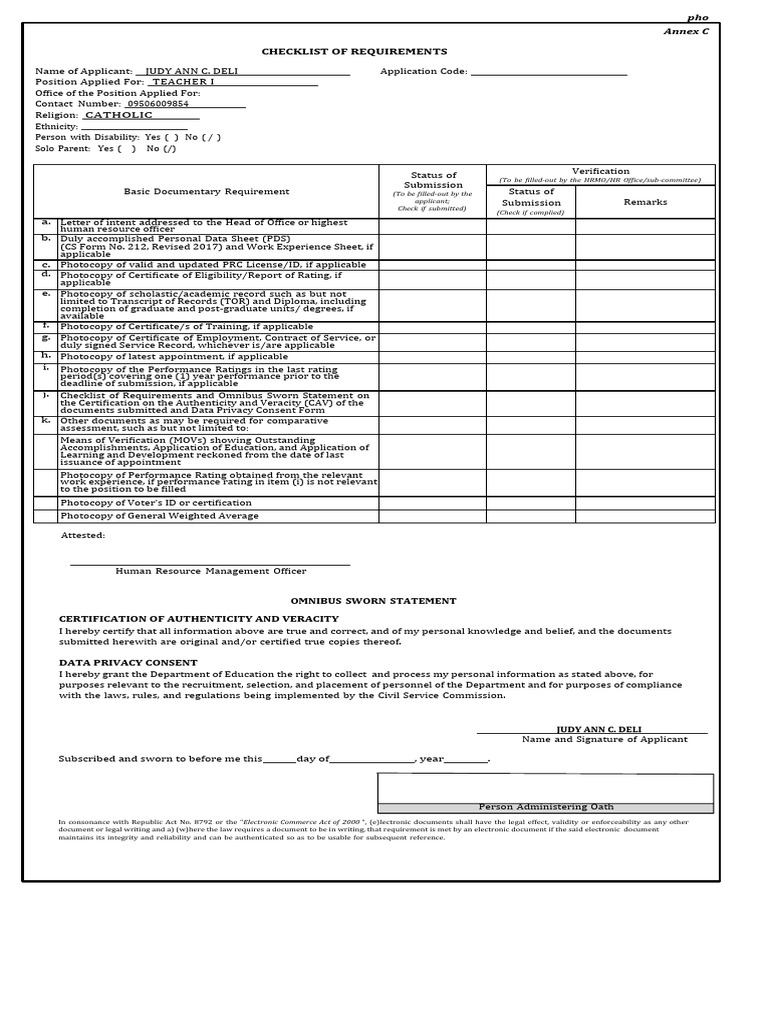 Teacher Application Checklist | PDF | Authentication