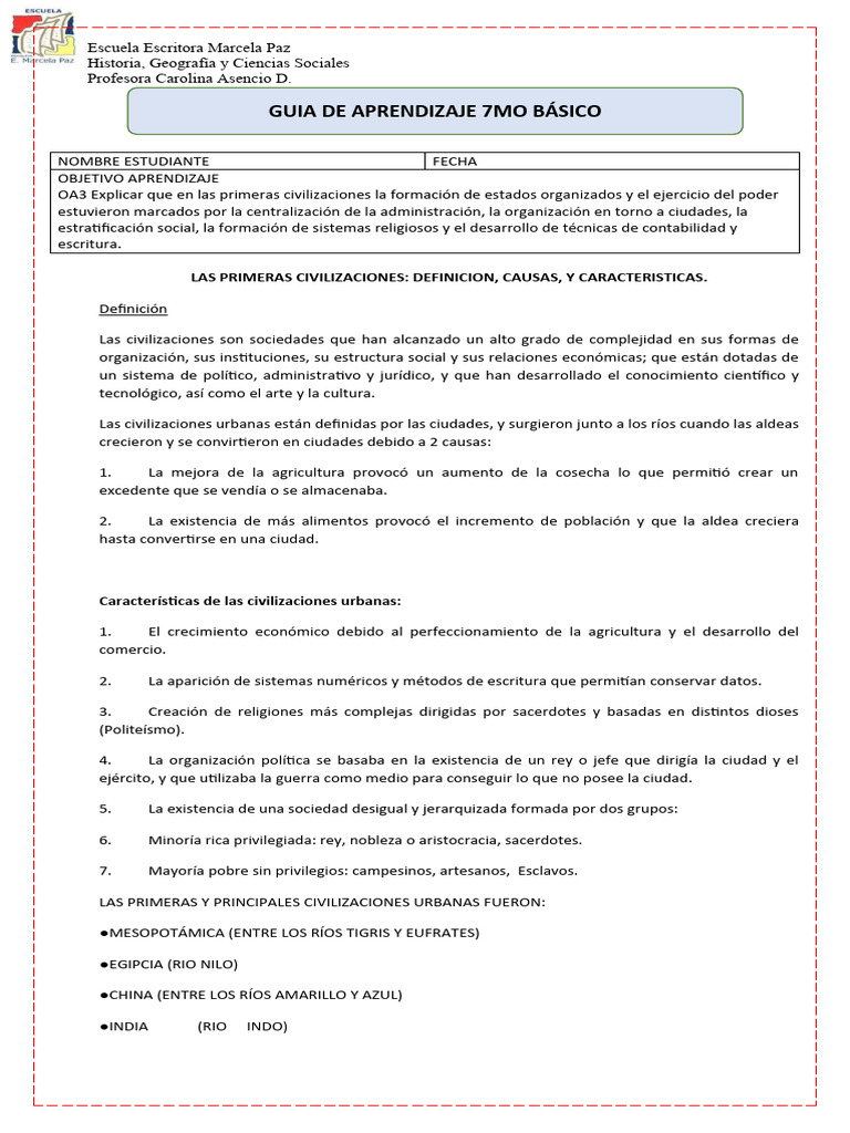 Guia 3 Oa3 Historia | PDF | Sociedad | Civilización