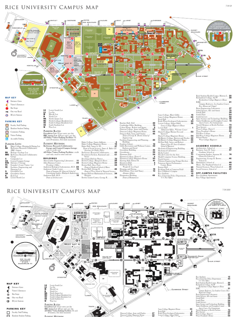 Rice Printable Campus Maps | Download Free PDF | American Academics ...