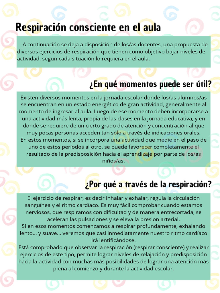 Ejercicios de respiración para el aula | PDF | Respiración | Salón de ...