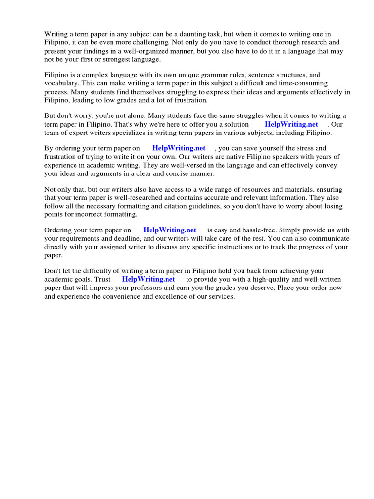 Tips for Writing Filipino Term Papers | PDF | Tagalog Language | Second ...