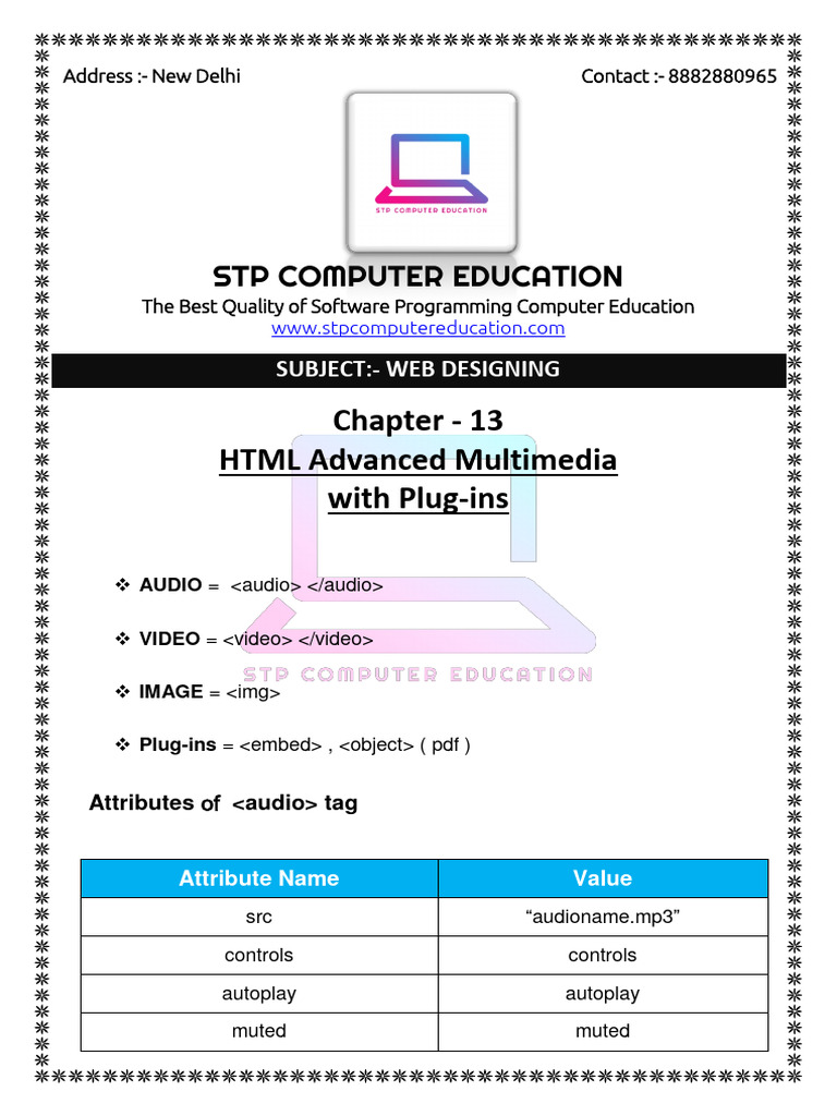 HTML Multimedia Tags Overview | PDF