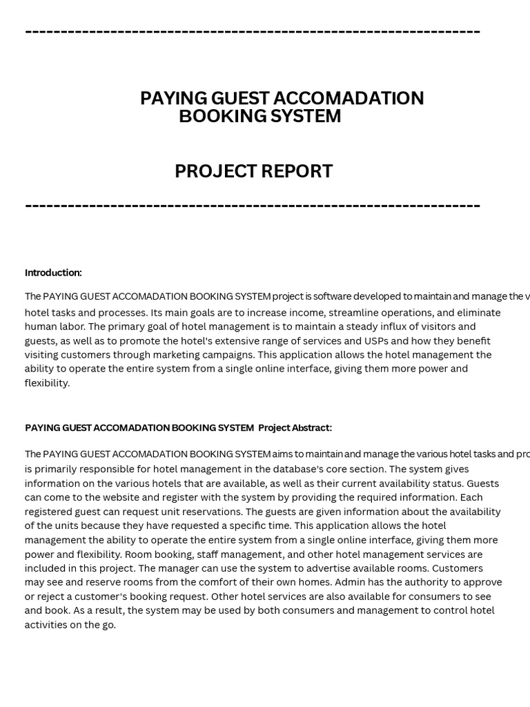 Paying Guest Accommodation System | PDF | Computing | Information ...