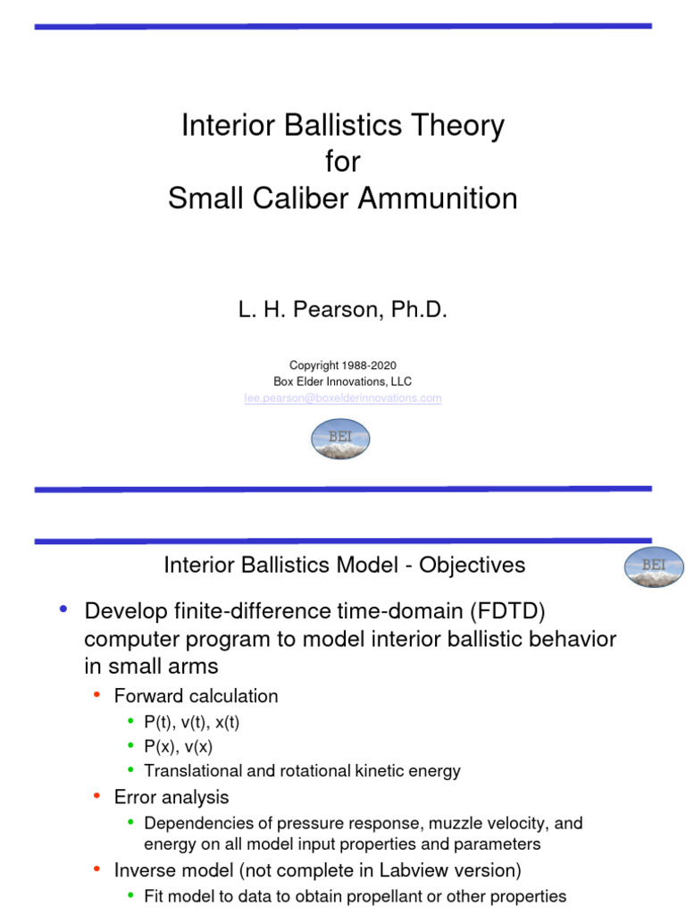 Interior Ballistics Theory by L H Pearson | PDF | Gases | Physical ...