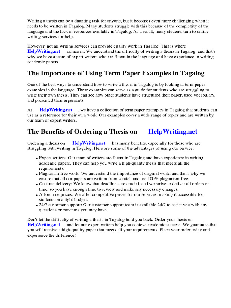 Term Paper Examples Tagalog | PDF | Tagalog Language | Apa Style