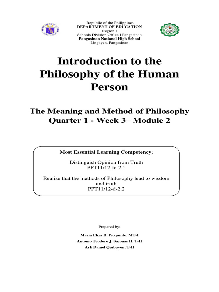 Q1 Intro-to-Philo-Module-2-Week-3 | PDF | Truth | Argument