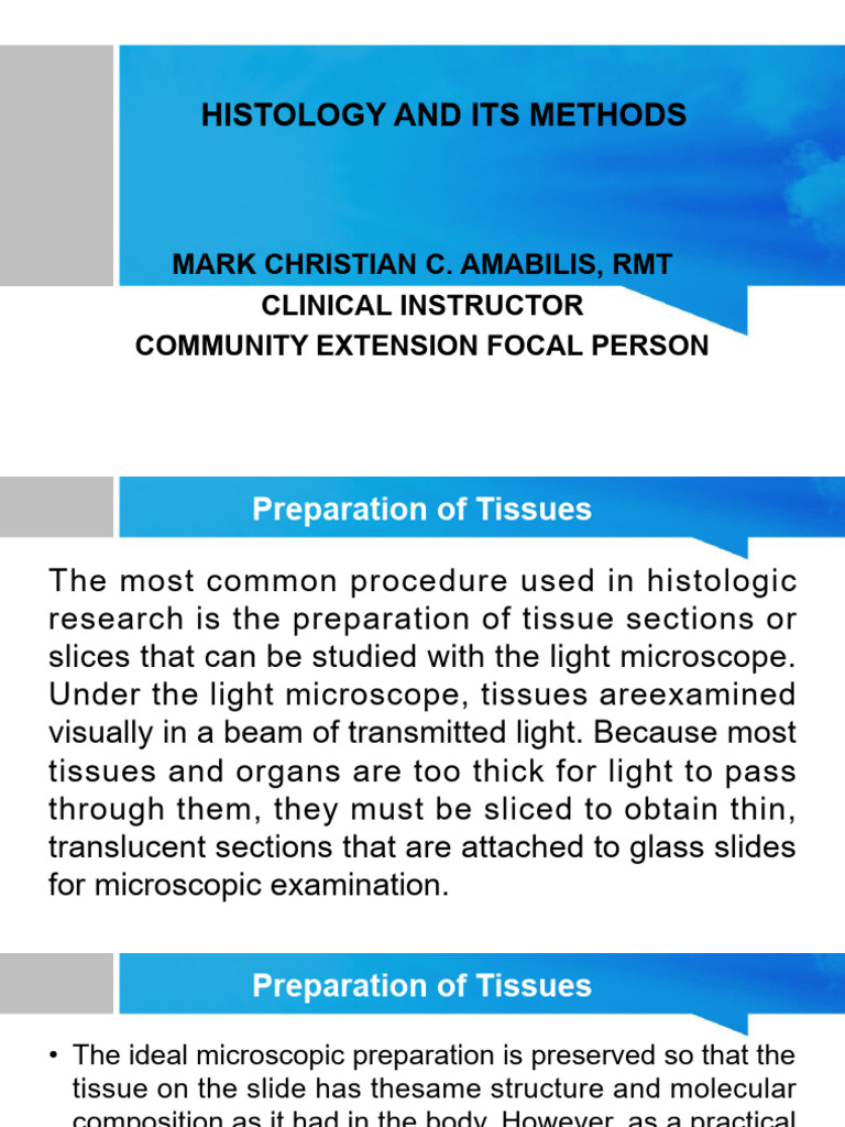Intro To Histology Pdf Histology Staining
