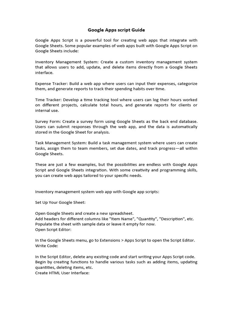 Google Apps Script Guide | PDF | Web Application | Scripting Language