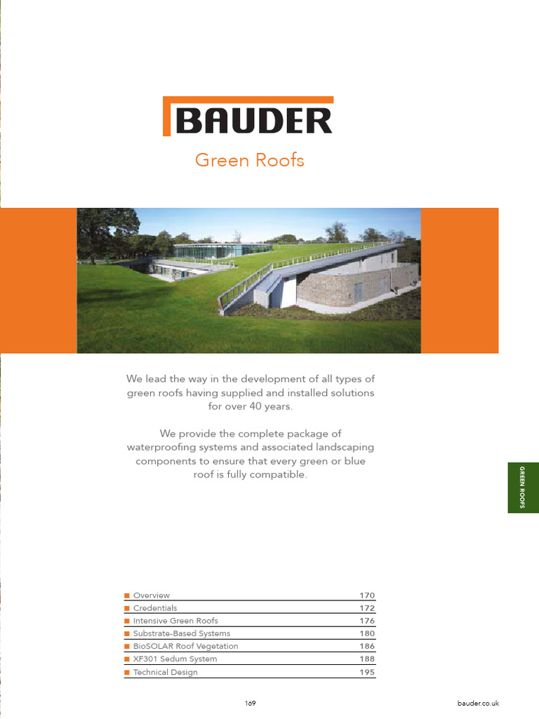 9 Green Roofs Bauder Technical Design Guide | PDF | Roof | Recycling