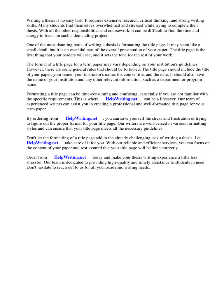 Format of Title Page For Term Paper | PDF | Apa Style | Citation