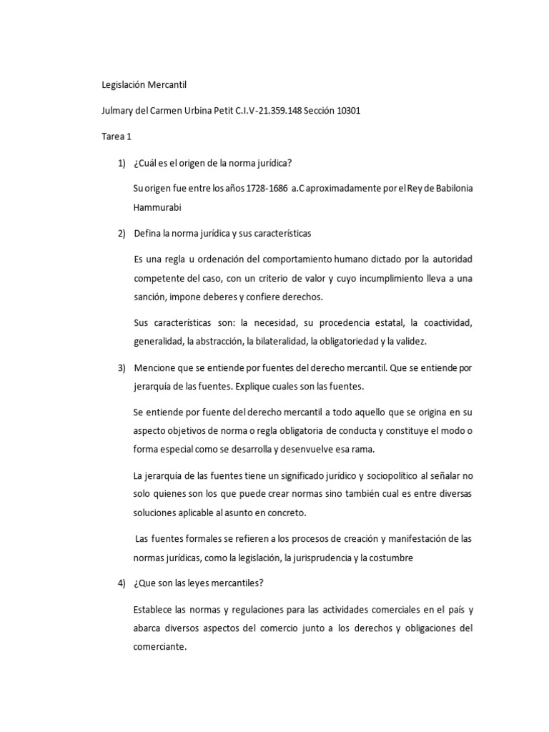 Legislación Mercantil Tarea 1 | PDF | Justicia | Crimen y violencia