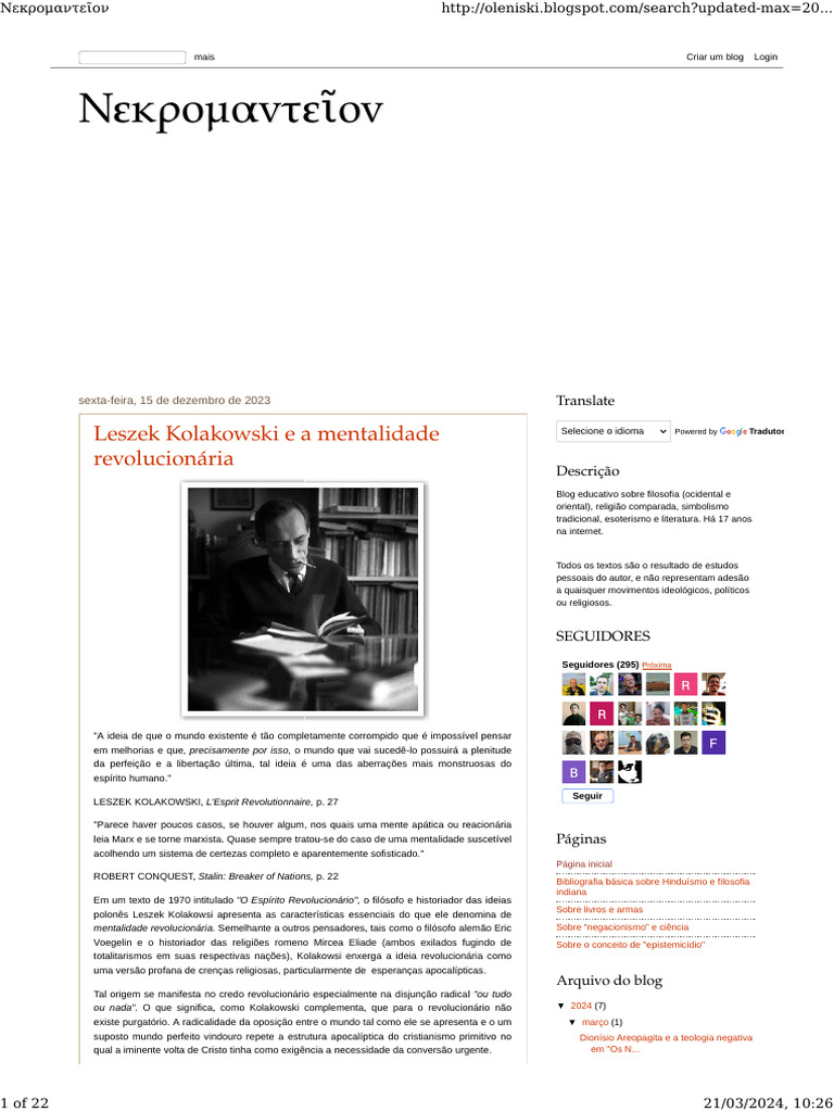 Kolakowski e a Mentalidade Revolucionária | PDF | Fé | Science