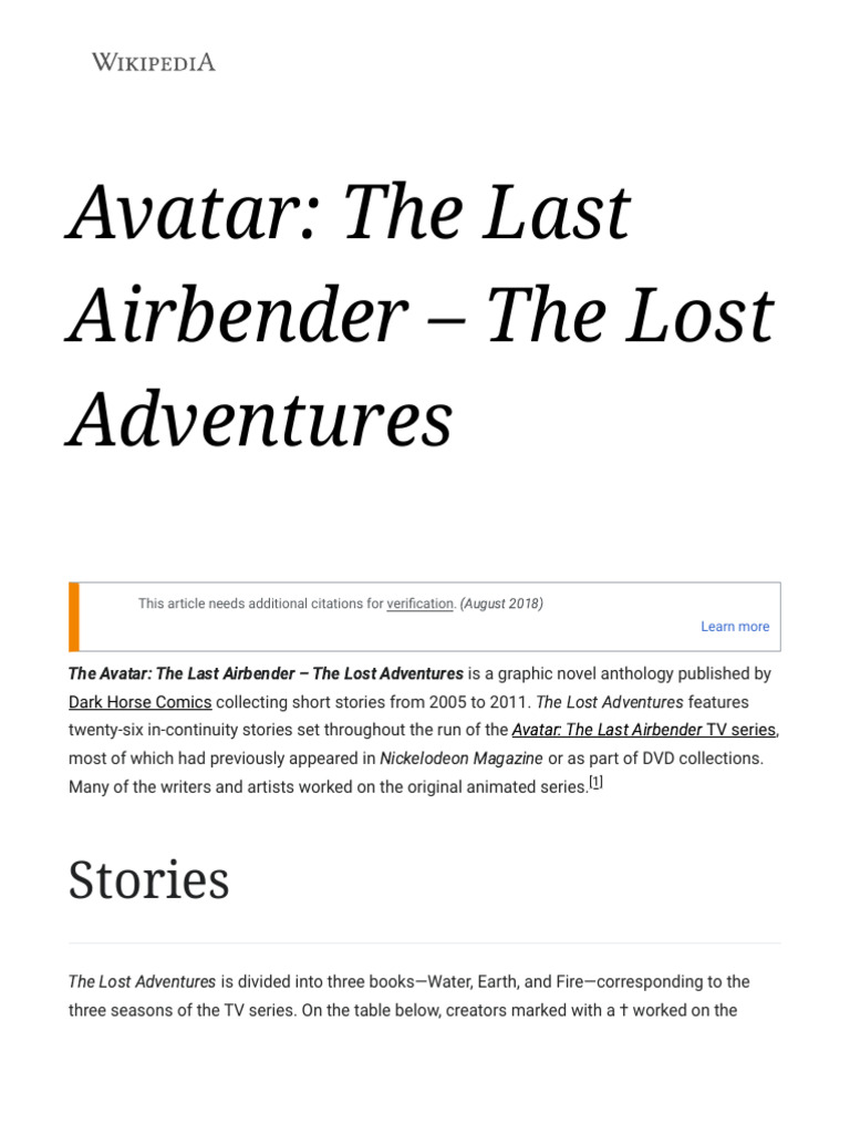 Avatar_ the Last Airbender – the Lost Adventures - Wikipedia | PDF