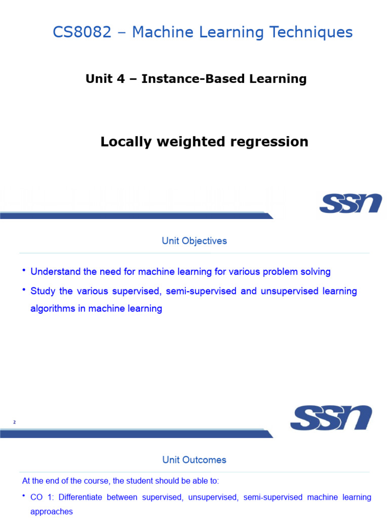CS8082U4L02 - Locally Weighted Regression | PDF | Regression Analysis | Machine Learning