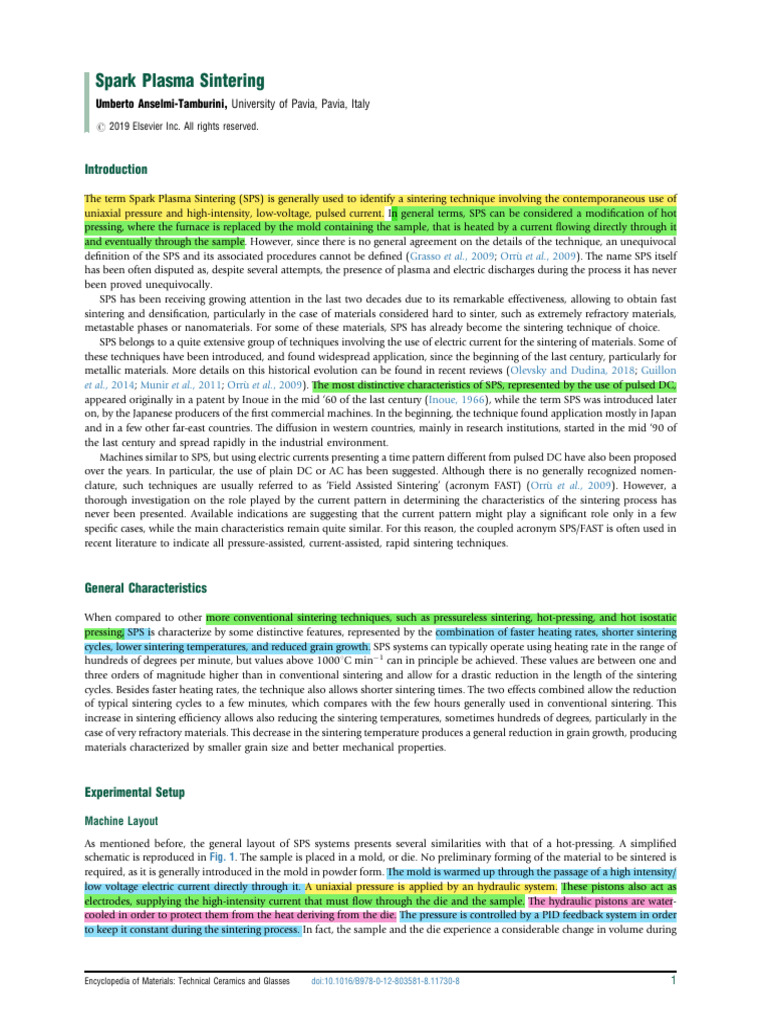 Spark Plasma Sintering | PDF | Sintering | Electrical Resistivity And Conductivity
