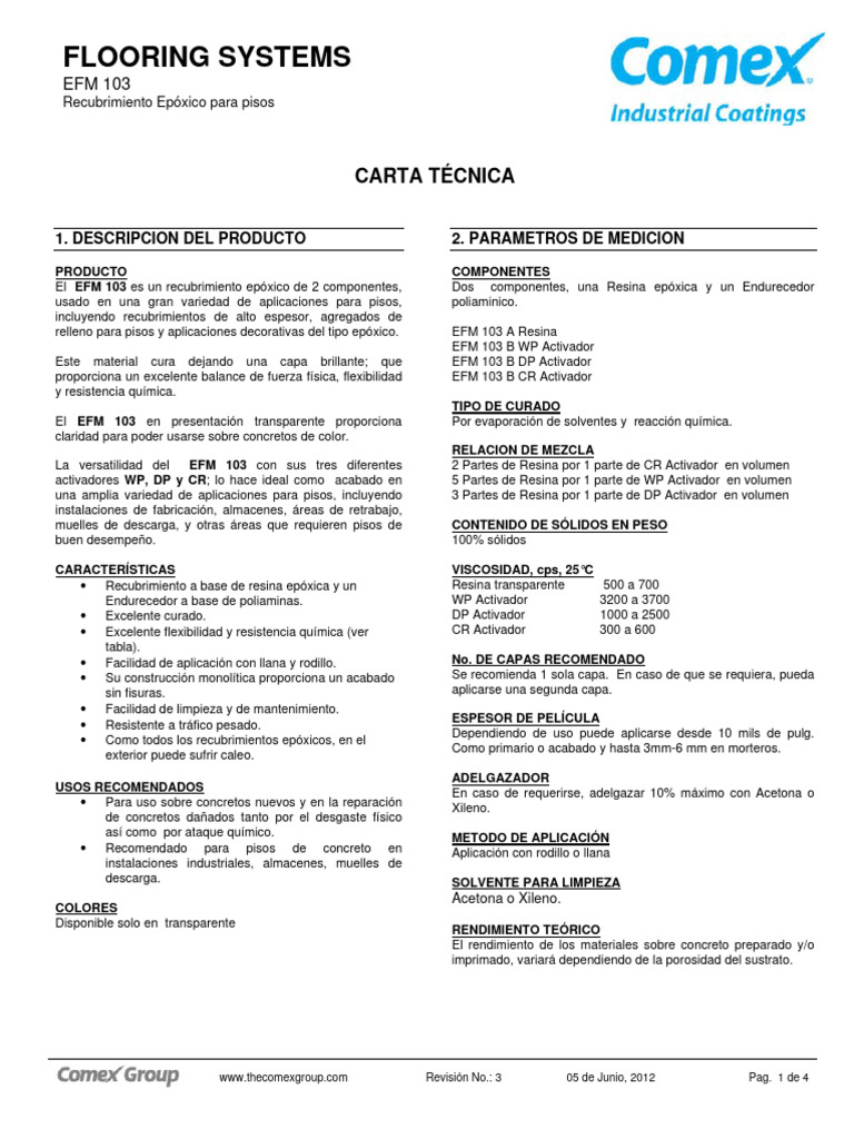 Efm 103 - Epoxico para Piso | PDF | Hormigón | Epoxy