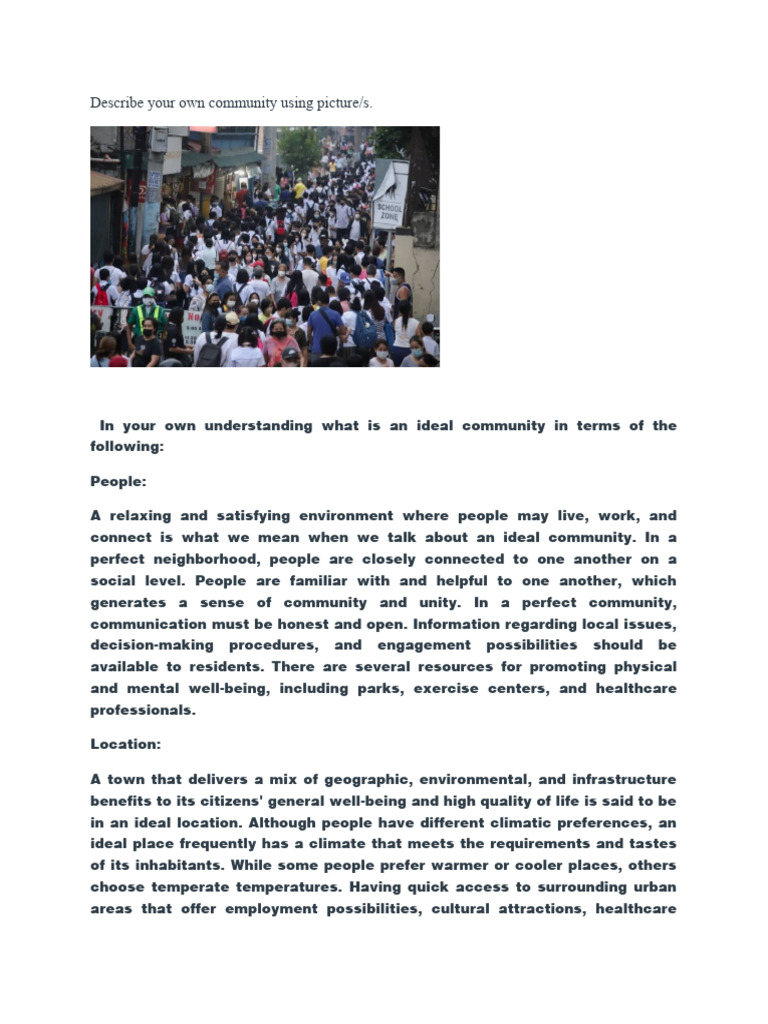 Describe Your Own Community Using Picture/s | PDF | Health Care ...