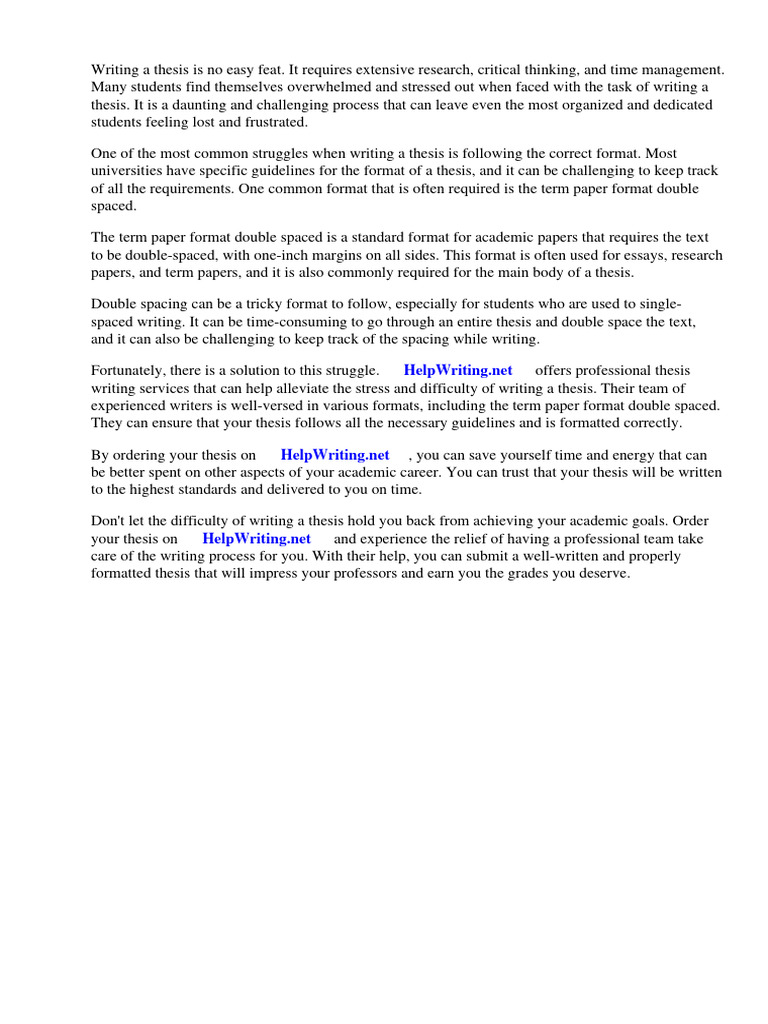 Term Paper Format Double Spaced | Download Free PDF | Apa Style | Paragraph