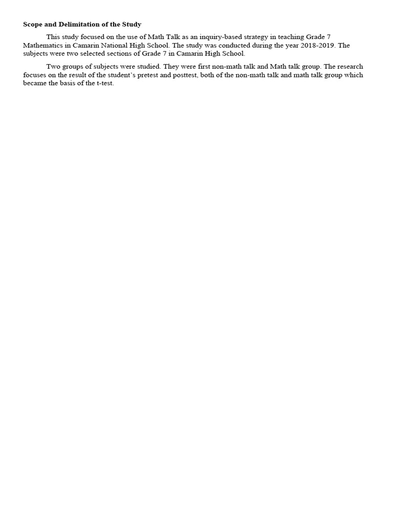 Scope and Delimitation of the Study Sample (1) | PDF