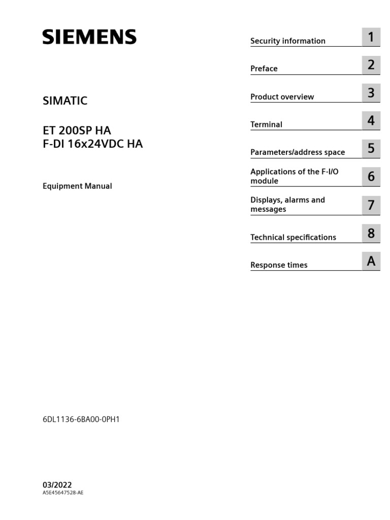 Et200sp Ha F Di 16x24vdc Manual en-US en-US | PDF | Programmable Logic Controller | Parameter ...