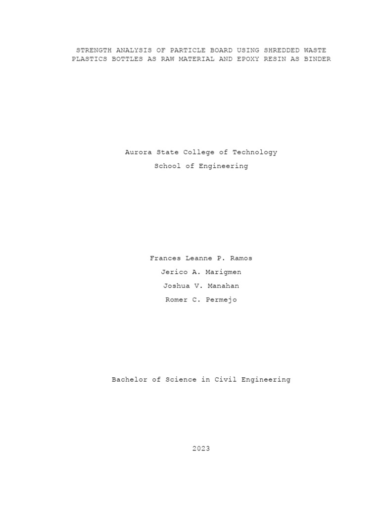Eco-Friendly Particle Board from Plastics | PDF | Plastic | Epoxy