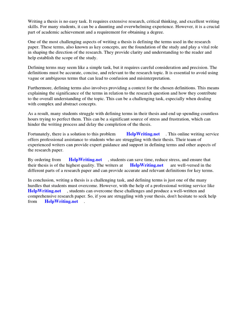 Parts of A Research Paper Definition of Terms | PDF | Academic ...