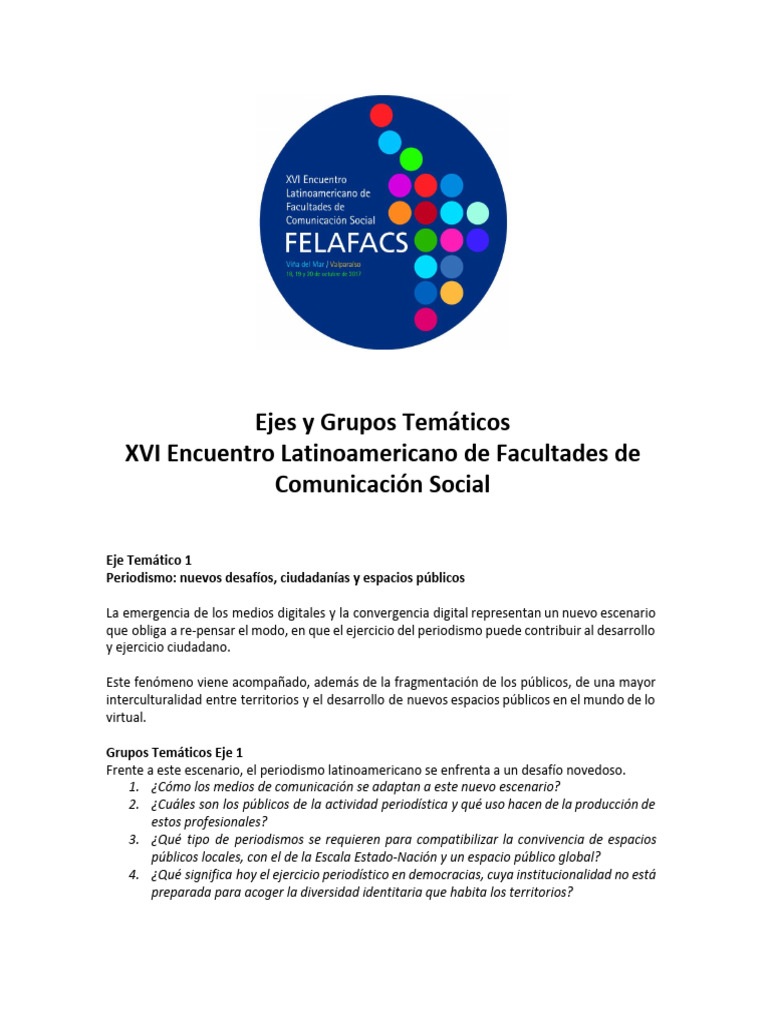 Ejes y Grupos Tem Ticos Felafacs 2017 | PDF | Internet