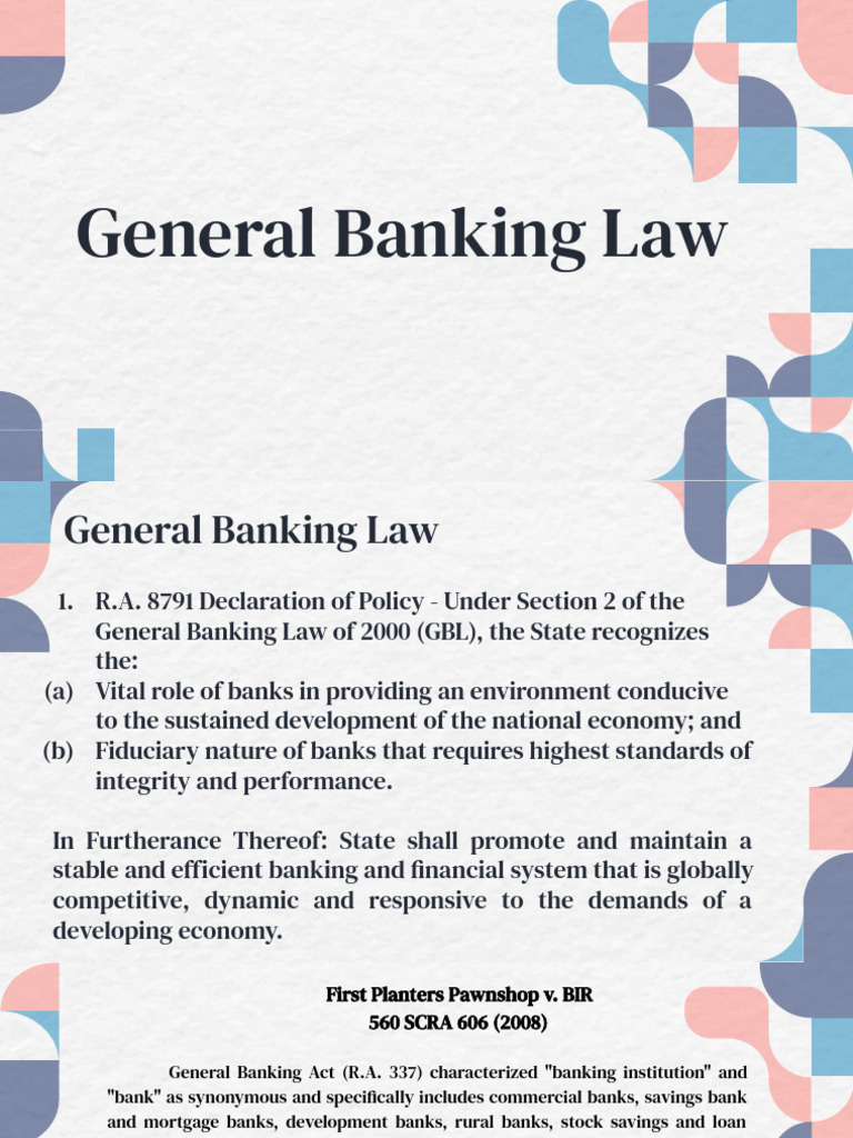 General Banking Law Pdf Banks Fiduciary