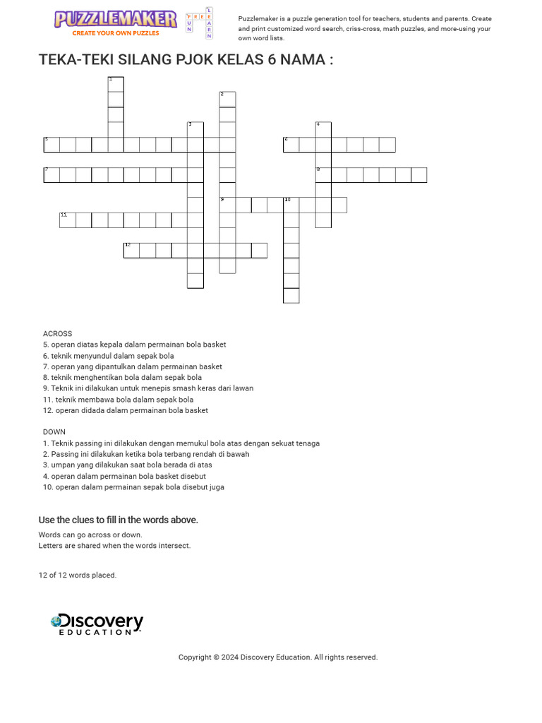 Tts Pjok Kelas 6 | PDF | Olahraga & Rekreasi | Seni & Disiplin Bahasa