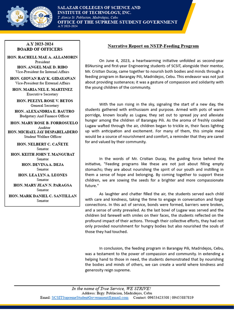 1710559398583_NSTP-FEEDING NARRATIVE REPORT | PDF