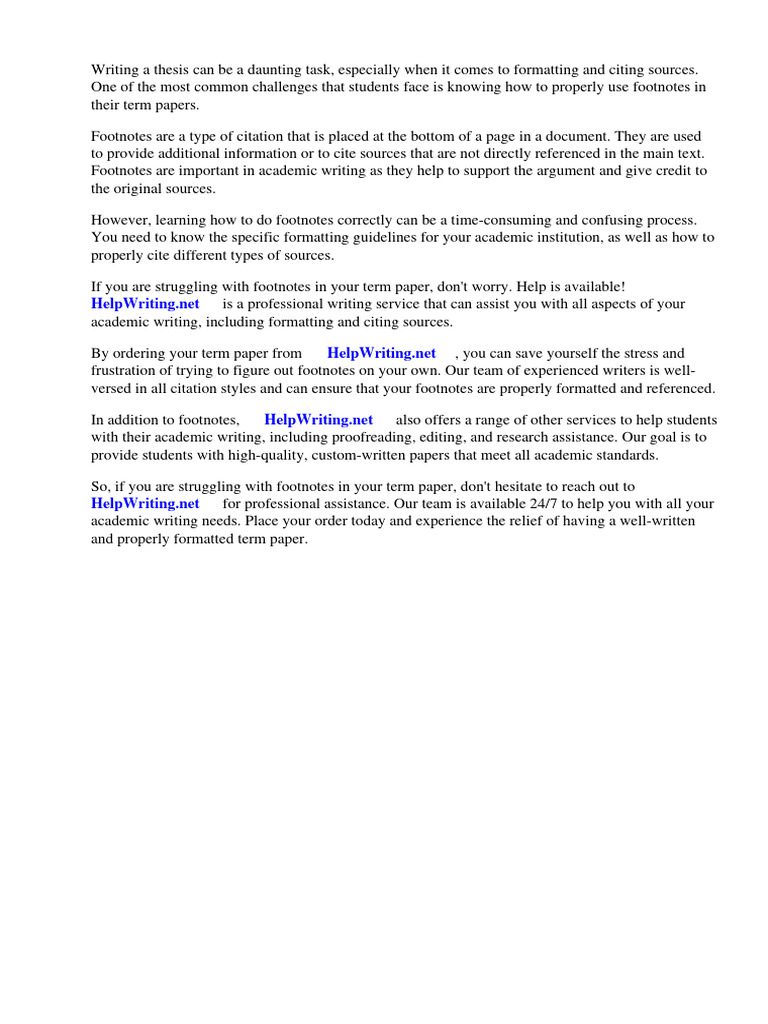 How To Do Footnotes in A Term Paper | PDF | Note (Typography) | Citation