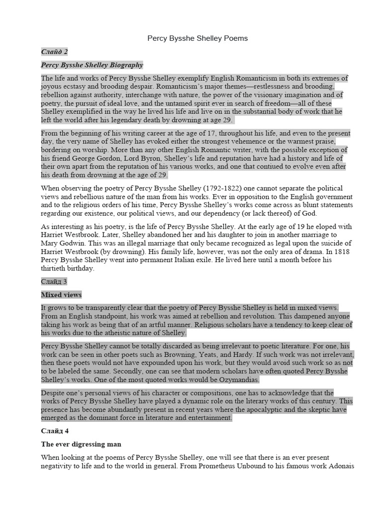 Essential Poems of Percy Bysshe Shelley | PDF | Percy Bysshe Shelley ...