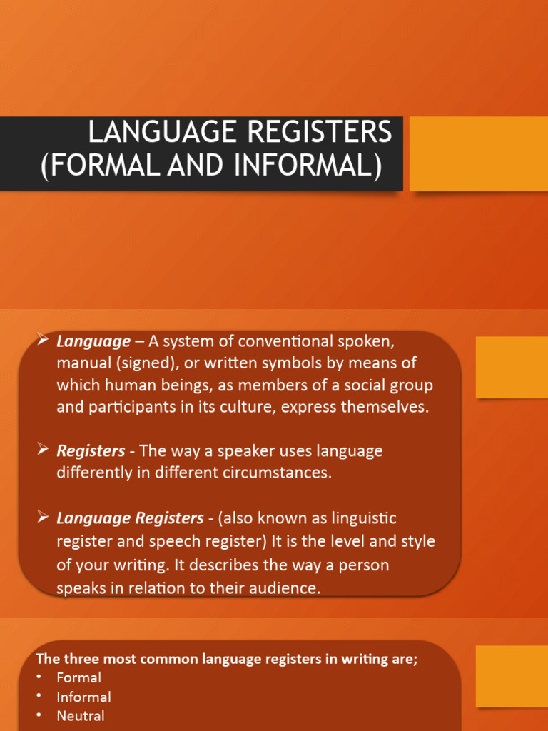 Language Registers Formal and Informal | PDF | Information | Image
