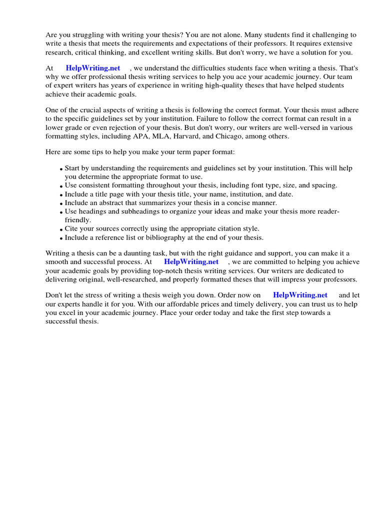 How To Make Term Paper Format Pdf Thesis Essays