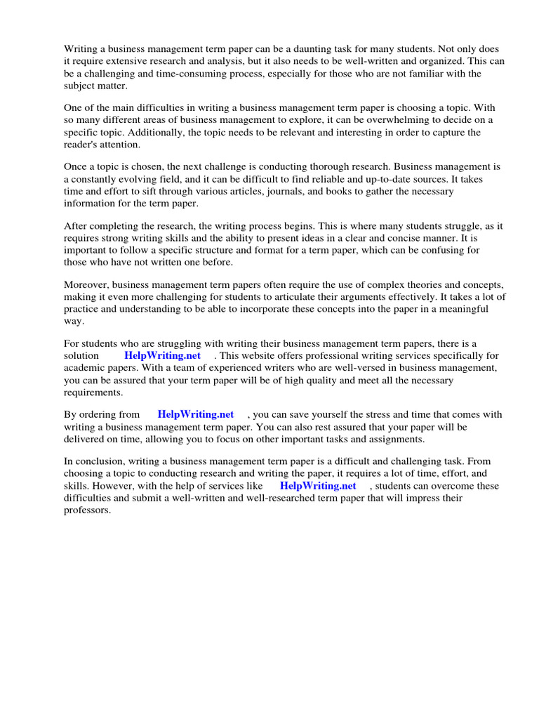 Business Term Paper Help for Students | PDF | Lean Manufacturing ...