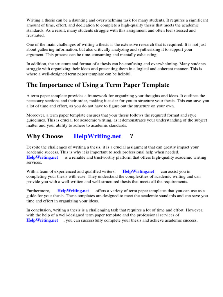 Example Term Paper Template | PDF | Thesis | Motivation