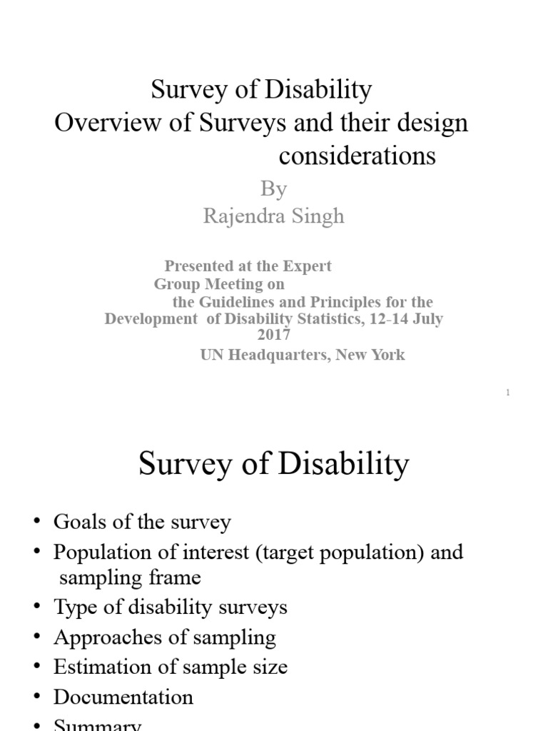 Survey of Disability Overview of Surveys and Their Design ...