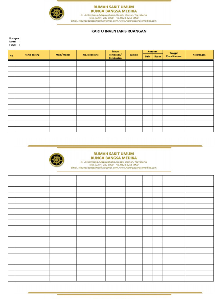 Kartu Inventaris Ruangan RSBBM | PDF