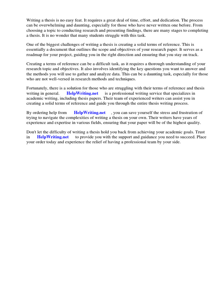 Terms of Reference Research Paper | PDF | Apa Style | Citation