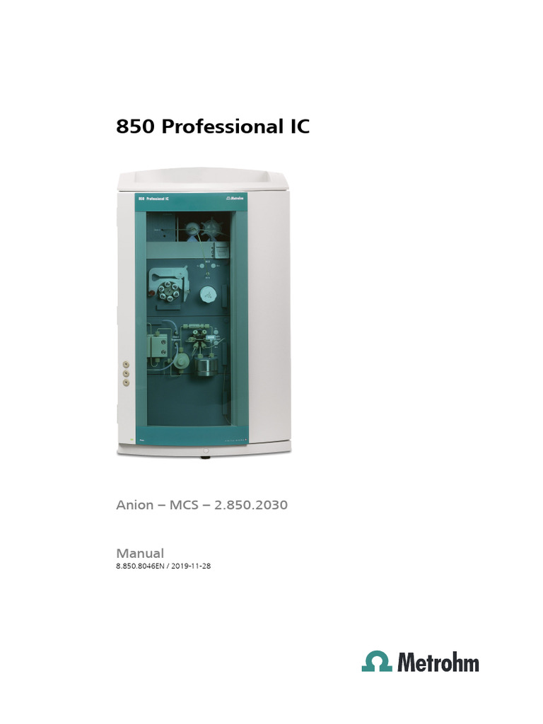 850 Professional IC: Anion - MCS - 2.850.2030 | PDF | Pump