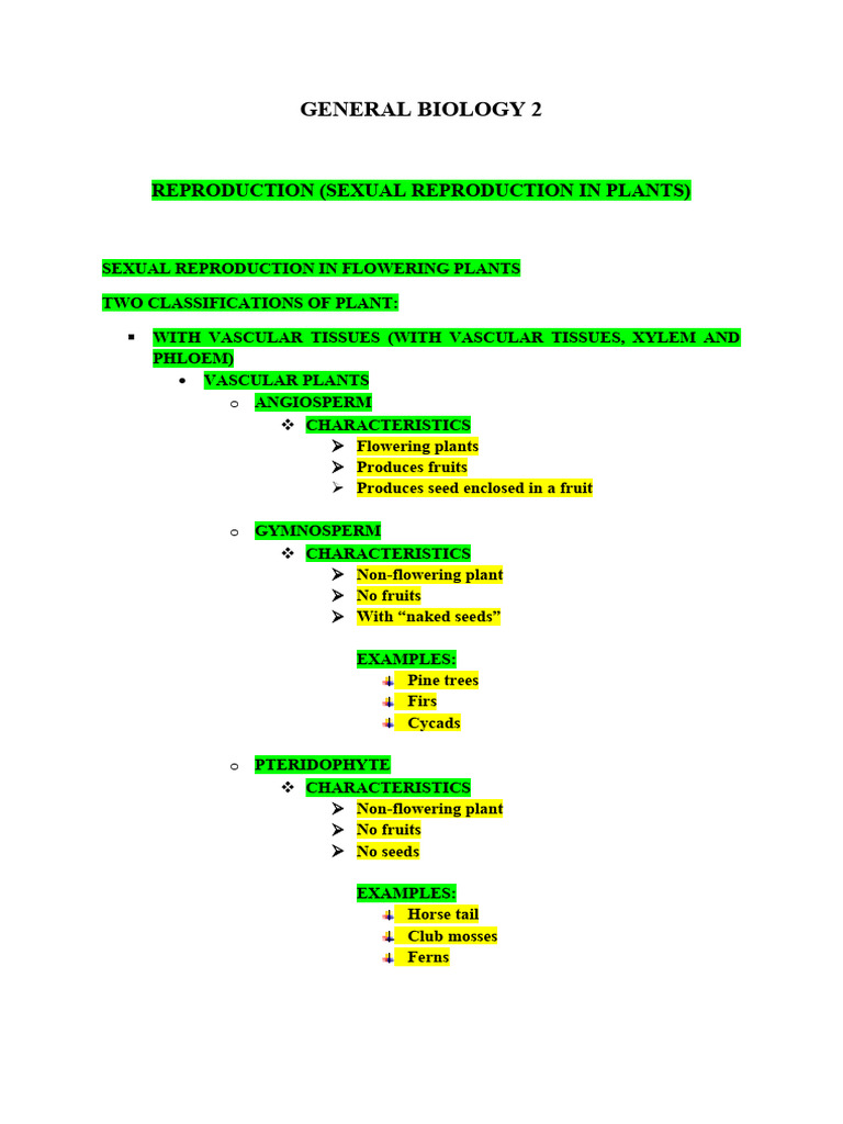 General Biology 2 (Reproduction - Sexual Reproduction in Plants) | PDF ...