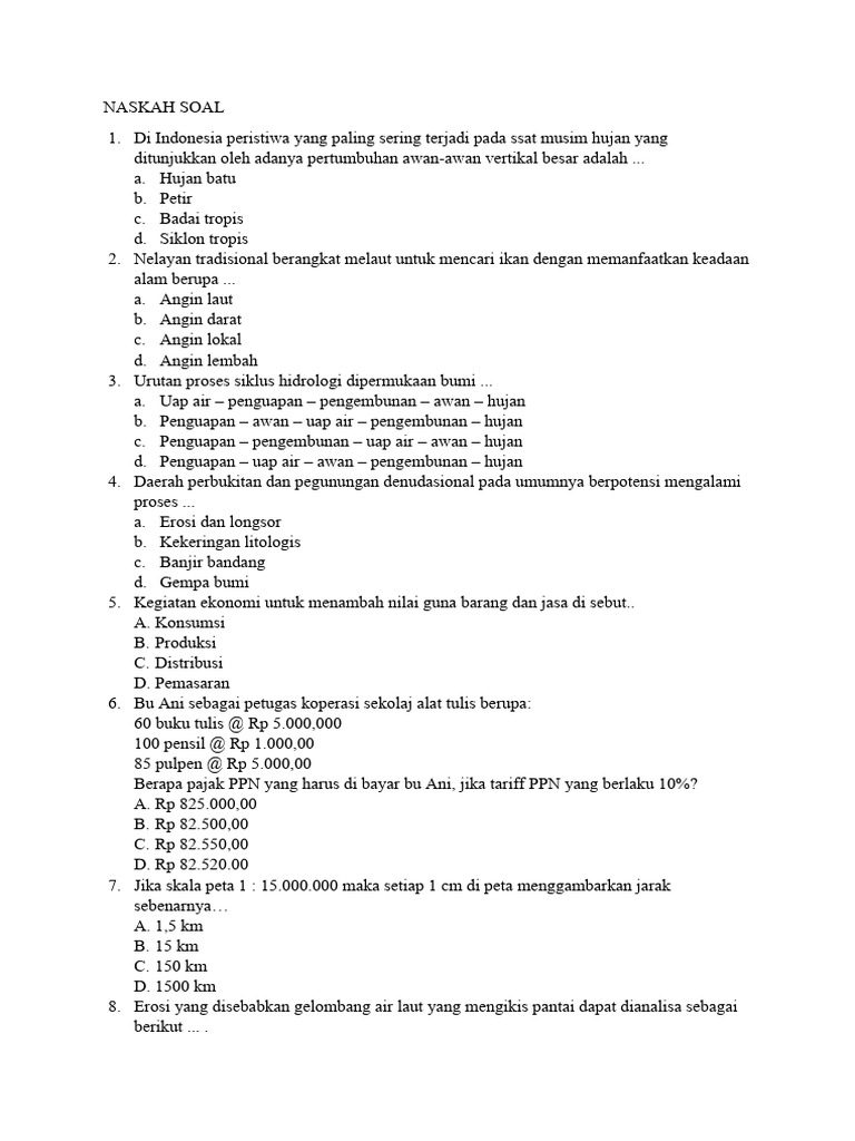 NASKAH SOAL Osn Ips SMP 2023 | PDF NASKAH SOAL Osn Ips SMP 2023 | PDF