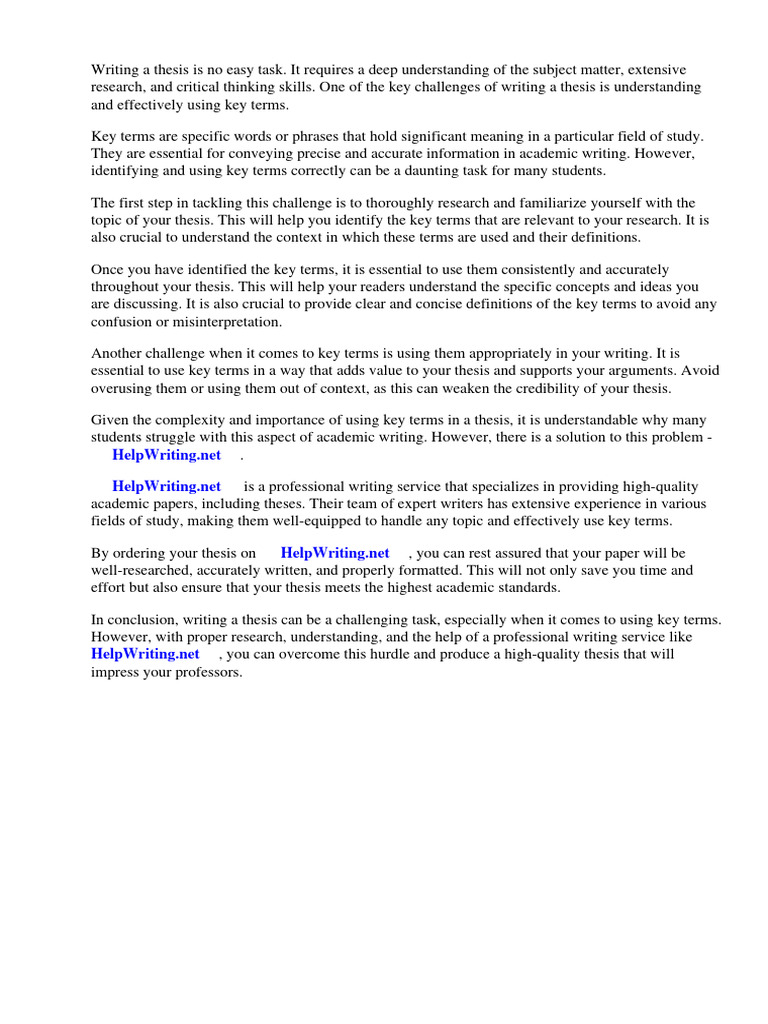 Research Paper Key Terms | PDF | Statistics | Thesis