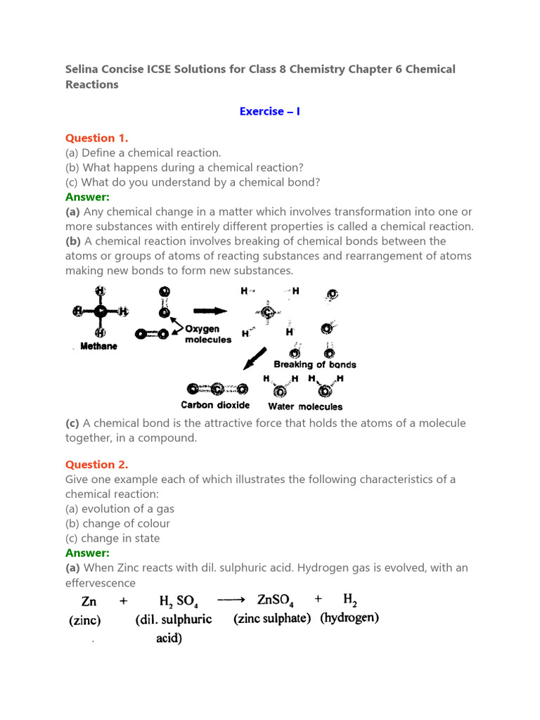 ICSE Class 8 Chemistry: Chemical Reactions | PDF | Chemical Reactions ...
