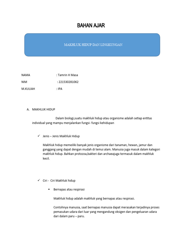 Bahan Ajar - Tamrin Masa | PDF | Sains & Matematika