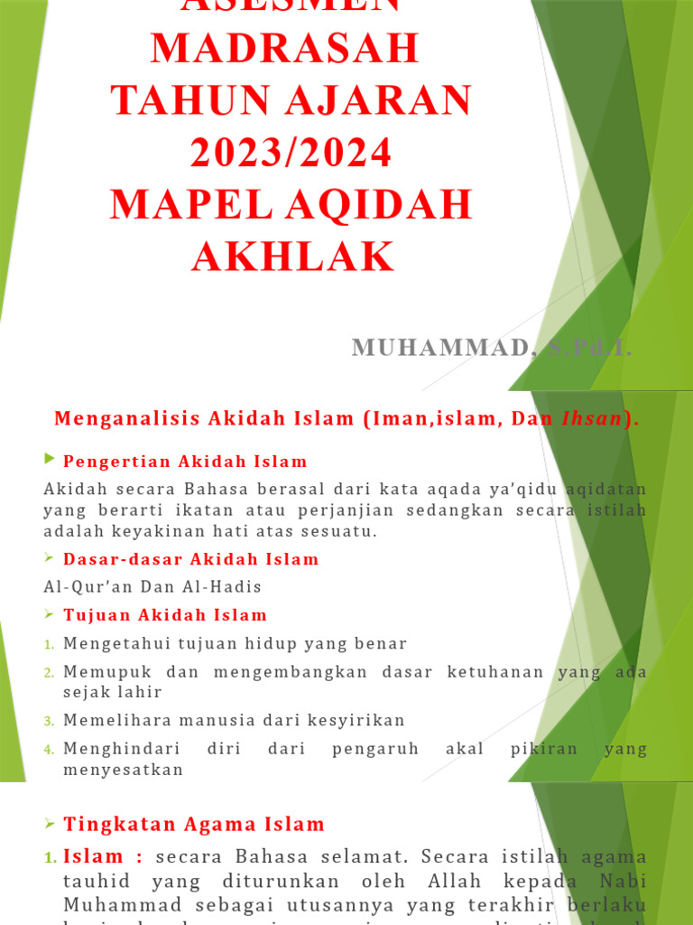 Pembahasan Kisi-Kisi Asesmen Madrasah Aqidah Akhlak 2023-2024 | PDF | Agama & Spiritualitas