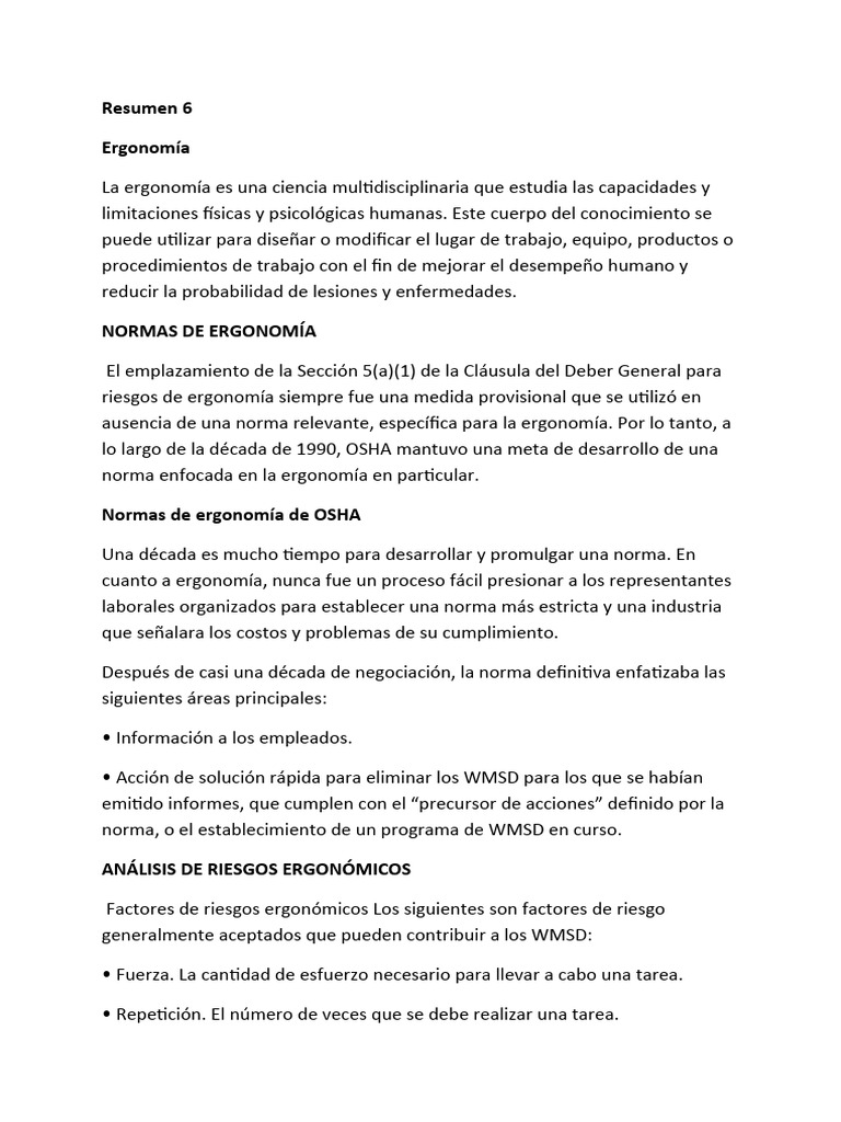 Ergonomía | PDF | Factores humanos y ergonomía | Administración de ...