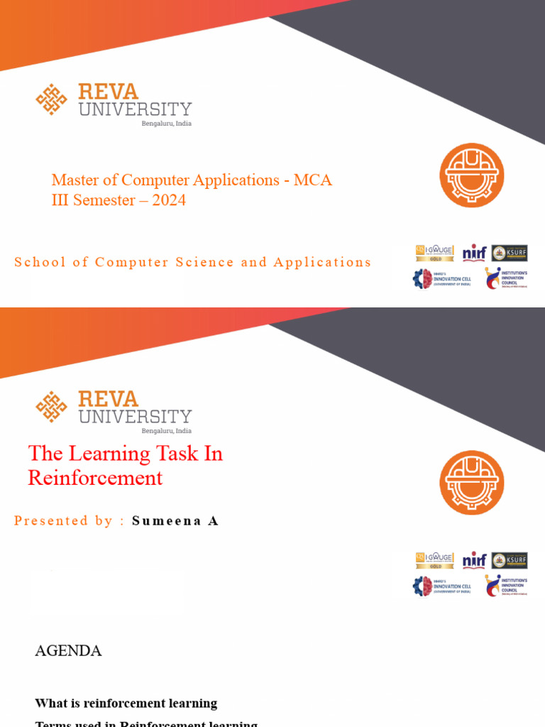 ML Presentation Sumeena Final | PDF | Machine Learning | Reinforcement