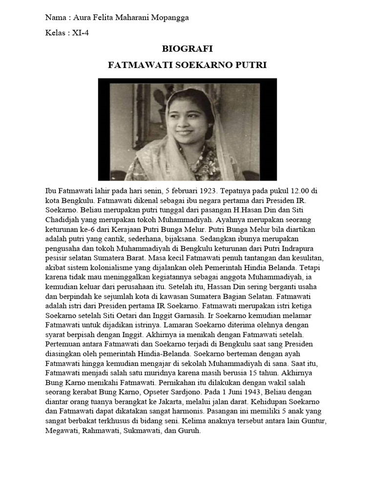 Biografi Singkat Fatmawati Soekarno | PDF